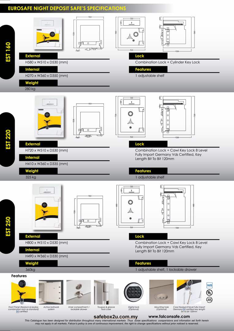 Falcon EST160 Night Deposit Safe - Safe Box Malaysia